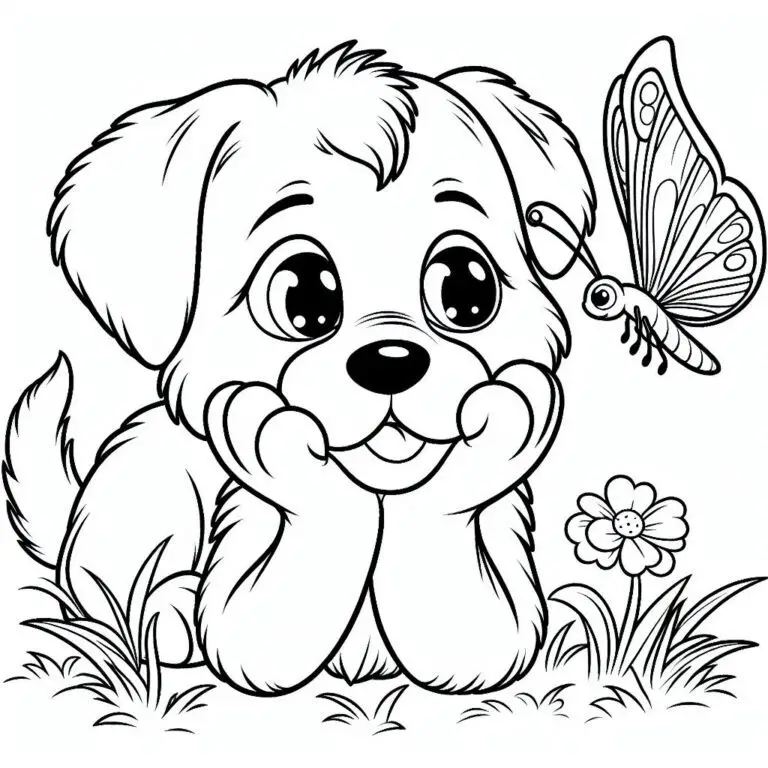 46 Mewarnai Puppy untuk anak-anak (gambar untuk dicetak)