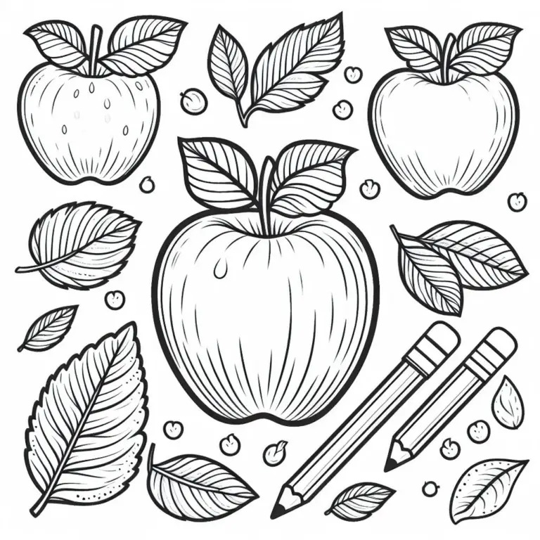 18 Dibujo de manzana para colorear | Kleur-v-Kind