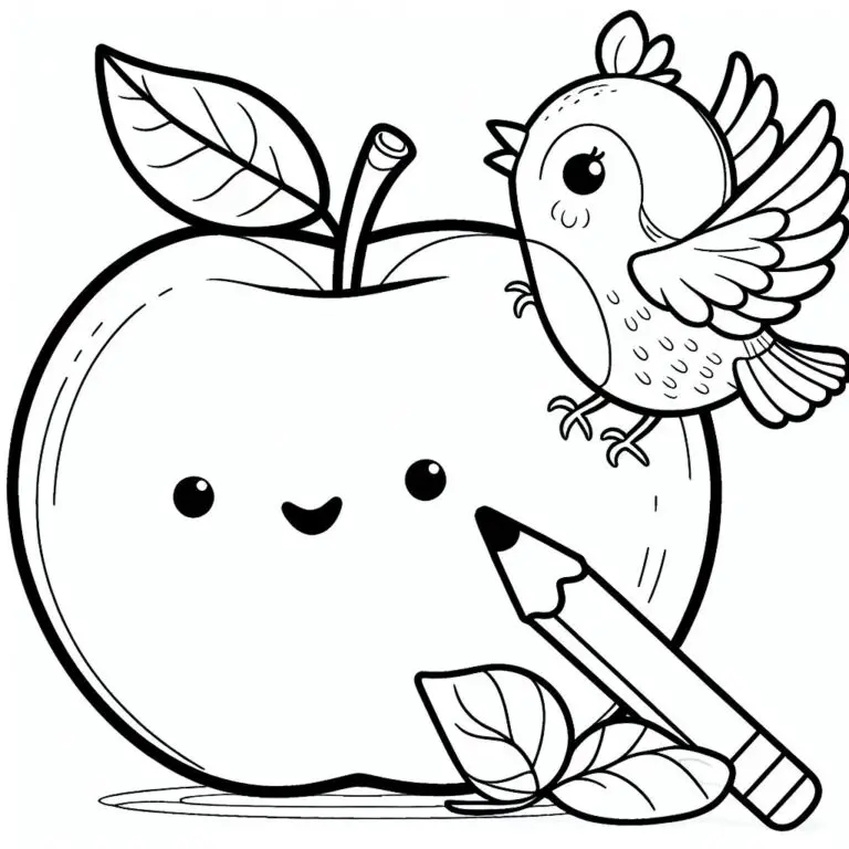 18 Mewarnai apel untuk anak-anak (gambar untuk dicetak)