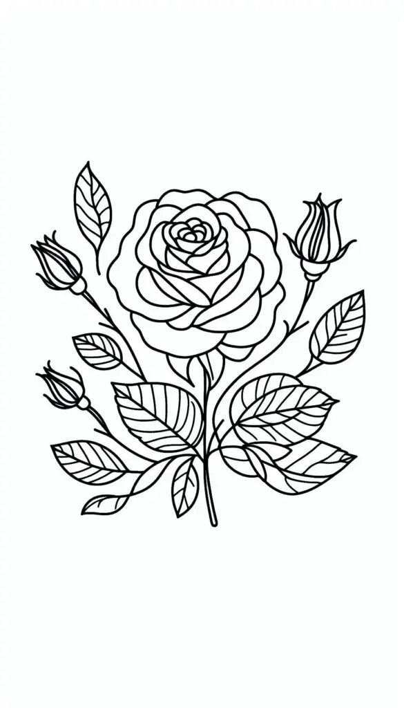 24 Rose Tegninger Farvelægning Printbar gratis PDF