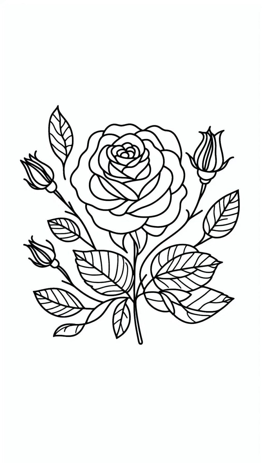 24 Rosa da colorare unico e stampare PDF gratuita