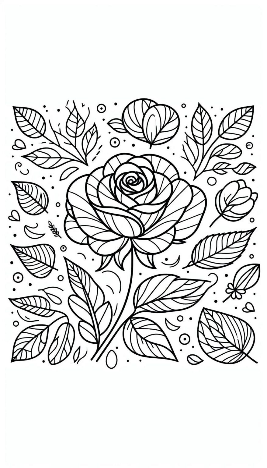 24 Rosa da colorare unico e stampare PDF gratuita