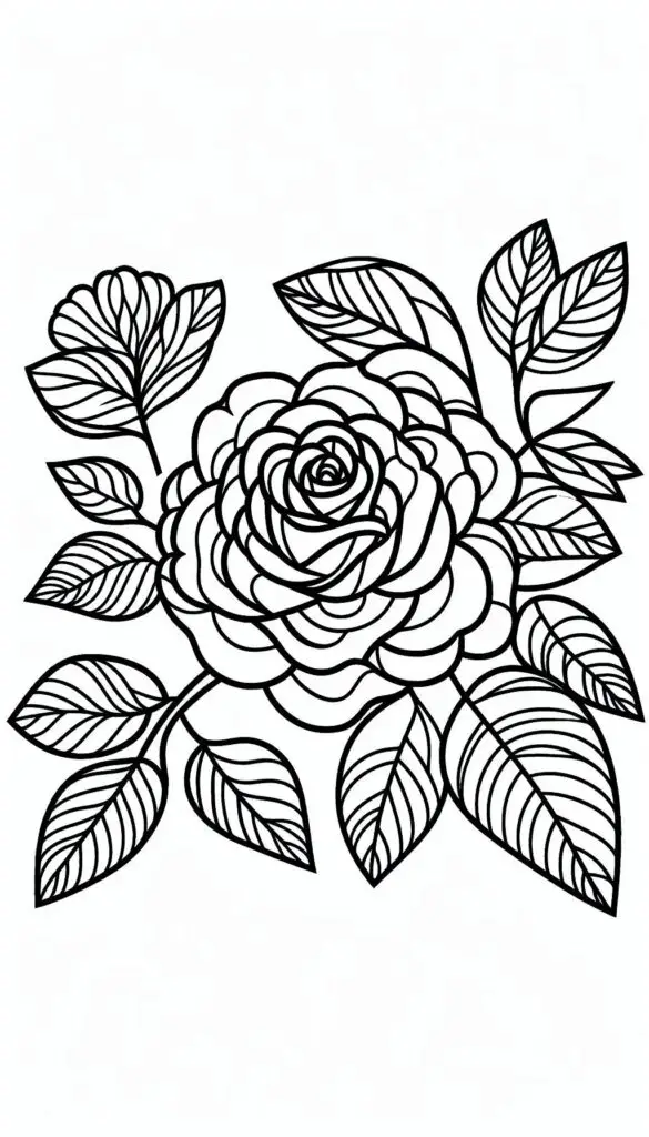 24 Rose Tegninger Farvelægning Printbar gratis PDF