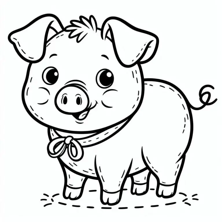 42 Porc de colorat pentru copii (Desene imprimabile)