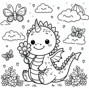 42 Dragon de colorat pentru copii (Desene imprimabile)