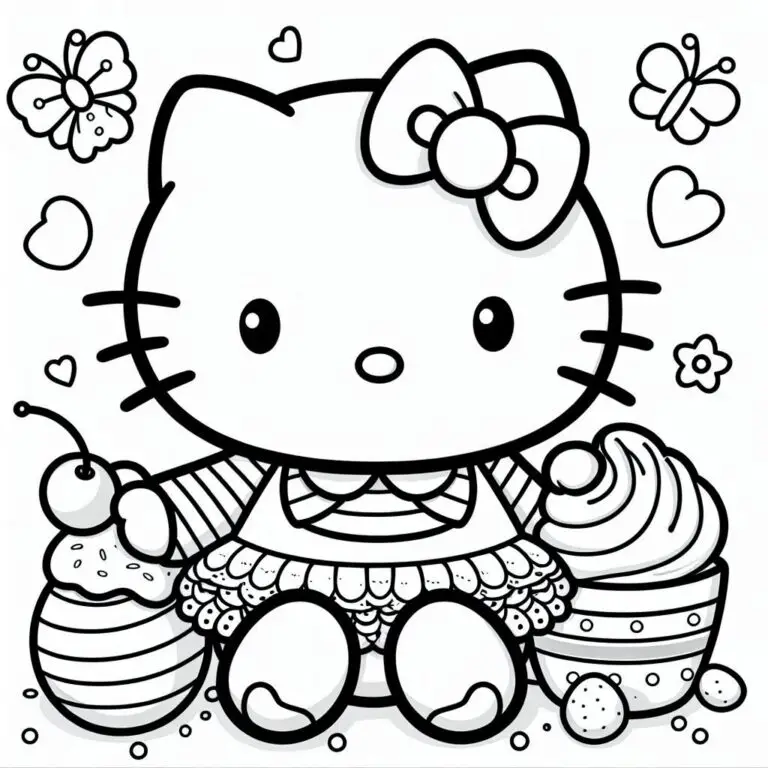 42 Hello kitty Omalovánky unikátní k vytisknutí PDF zdarma