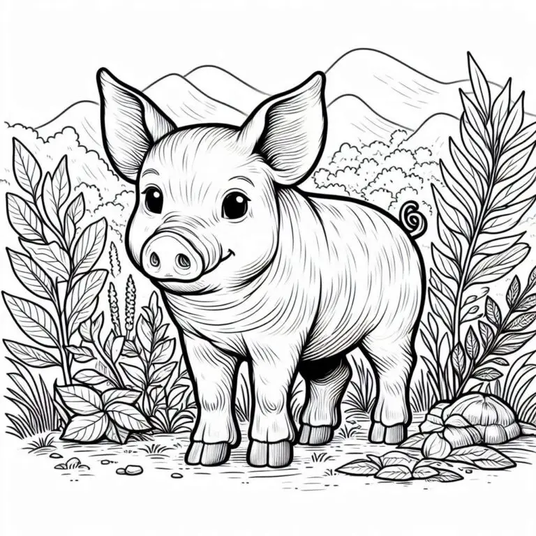 42 Porc de colorat pentru copii (Desene imprimabile)