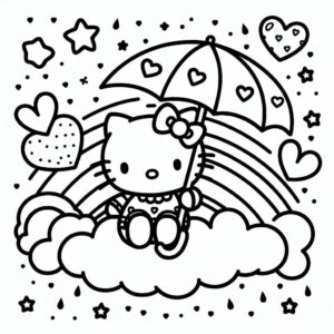 42 Hello Kitty de colorat pentru copii (Desene imprimabile)