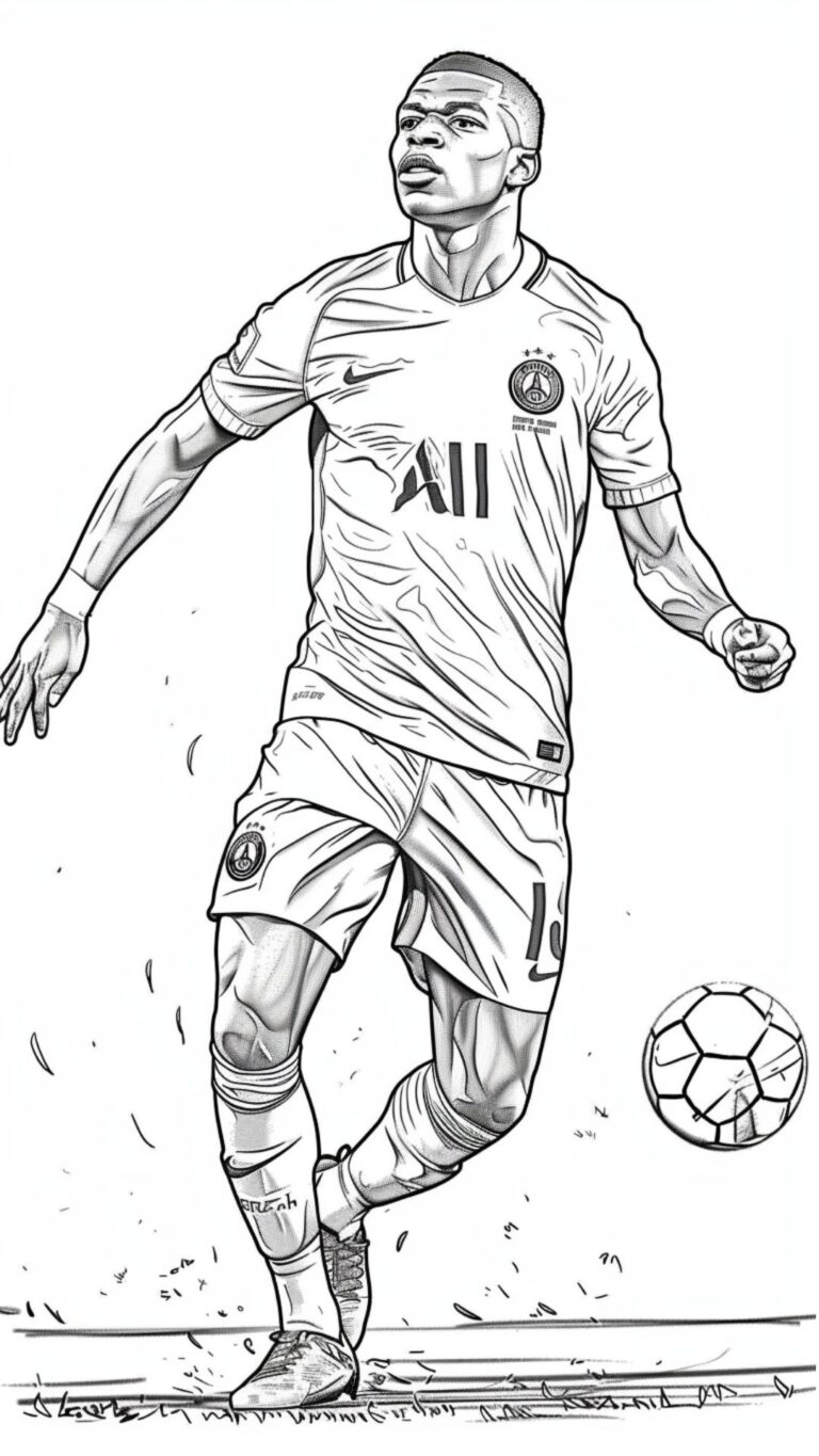 Dibujo de Mbappé para colorear | dibujos para imprimir