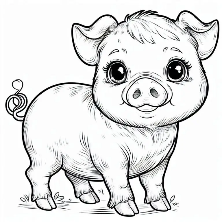 39 Porc de colorat pentru copii (Desene imprimabile)