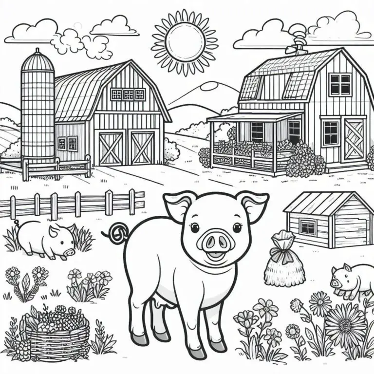 39 Porc de colorat pentru copii (Desene imprimabile)