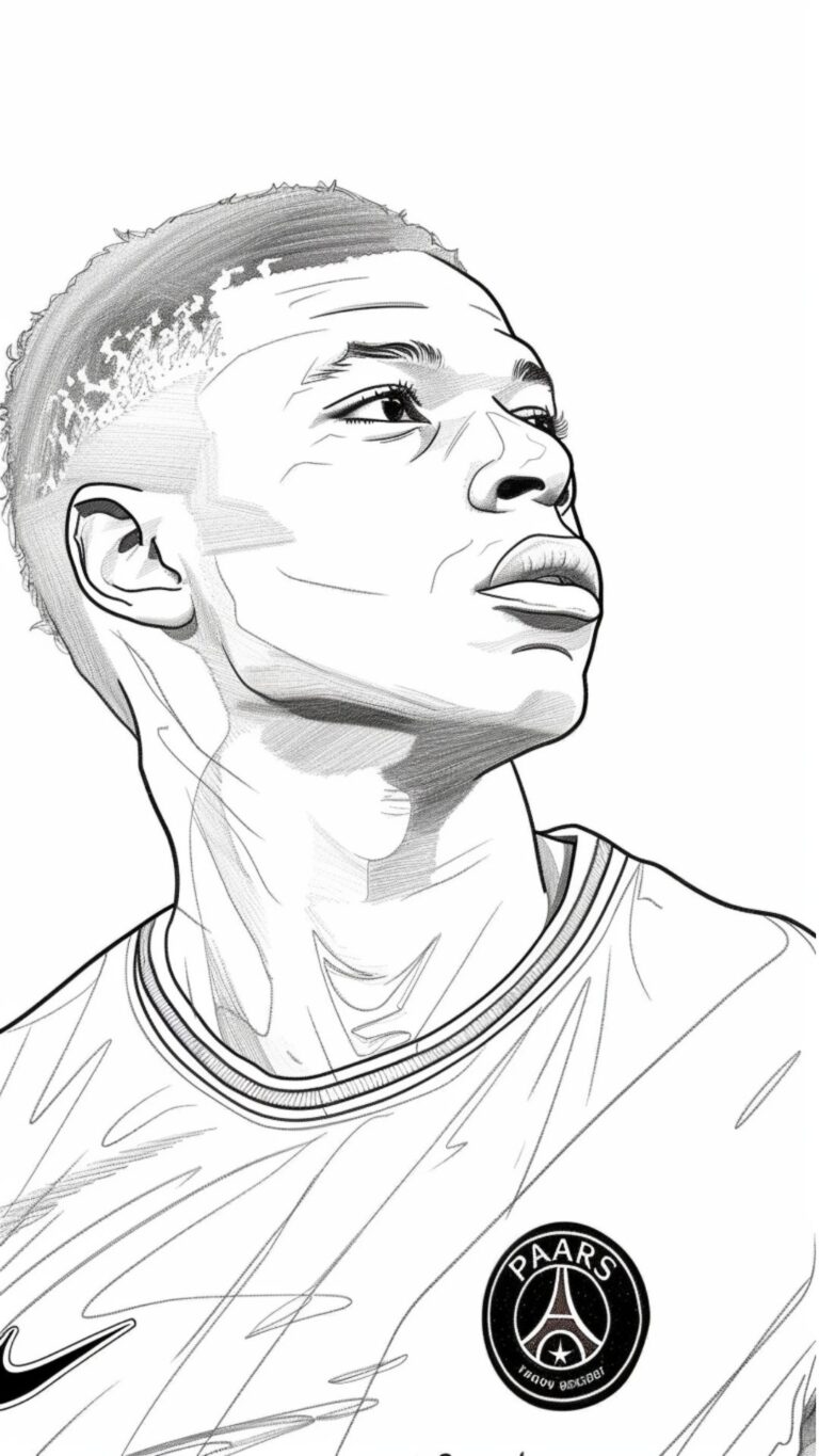 Dibujo de Mbappé para colorear | dibujos para imprimir