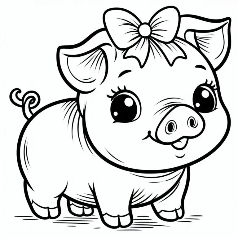 39 Porc de colorat pentru copii (Desene imprimabile)