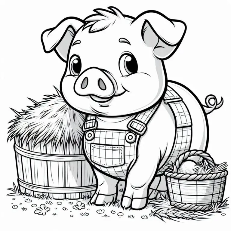 42 Porc de colorat pentru copii (Desene imprimabile)