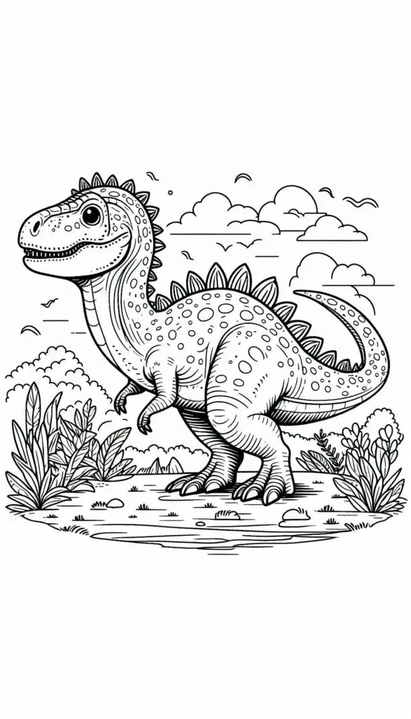 63 Dinozaur de colorat pentru copii (Desene imprimabile)