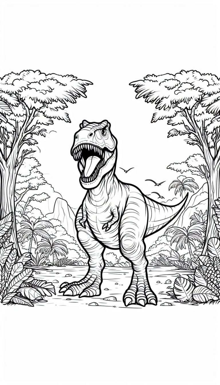 60 Dinosaurie målarbilder för barn utskrivbar PDF gratis