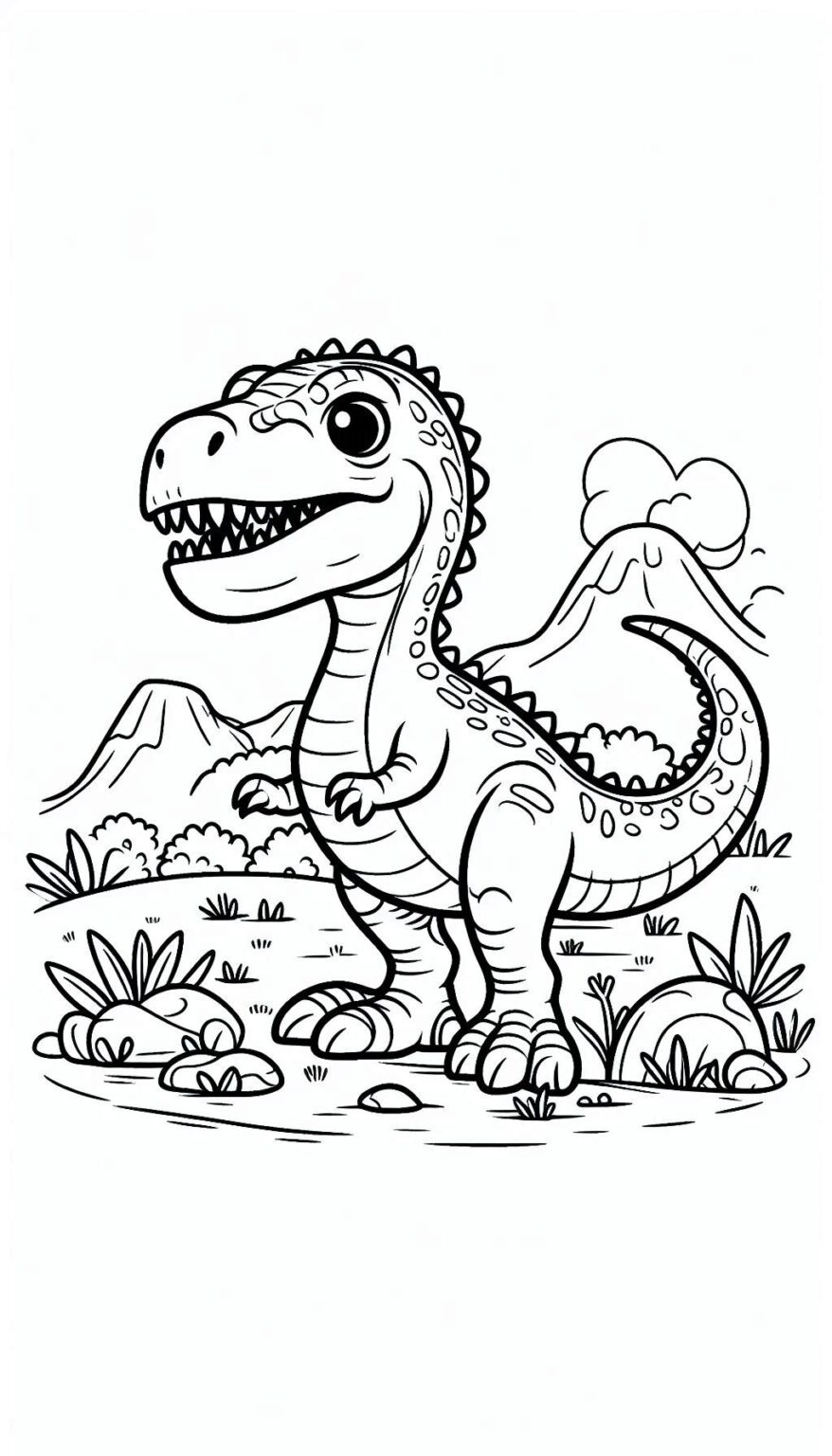 60 Dinosaur Tegninger Farvelægning Printbar gratis PDF