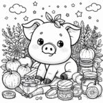 36 Porc de colorat pentru copii (Desene imprimabile)
