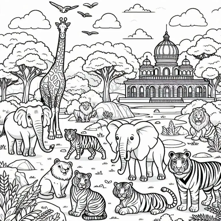63 Zoo målarbilder för barn utskrivbar PDF gratis