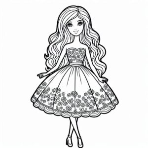 41 Mewarnai barbie untuk anak-anak (gambar untuk dicetak)