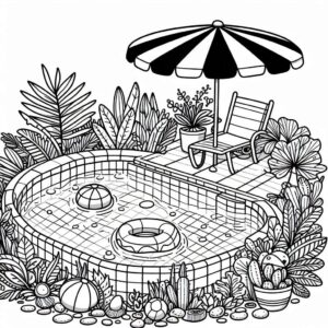 24 Swimming pool coloring pages for Kids | Free Printables