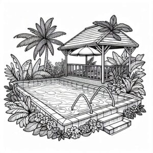 24 Swimming pool coloring pages for Kids | Free Printables