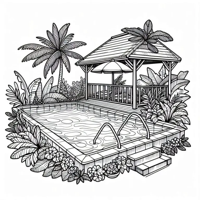 24 Swimming pool coloring pages for Kids | Free Printables