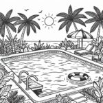 24 Swimming pool coloring pages for Kids | Free Printables