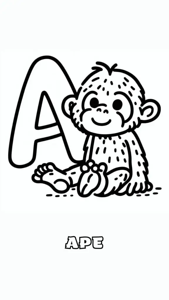 Página para colorear de animales de 19 letras A para que los niños estudien