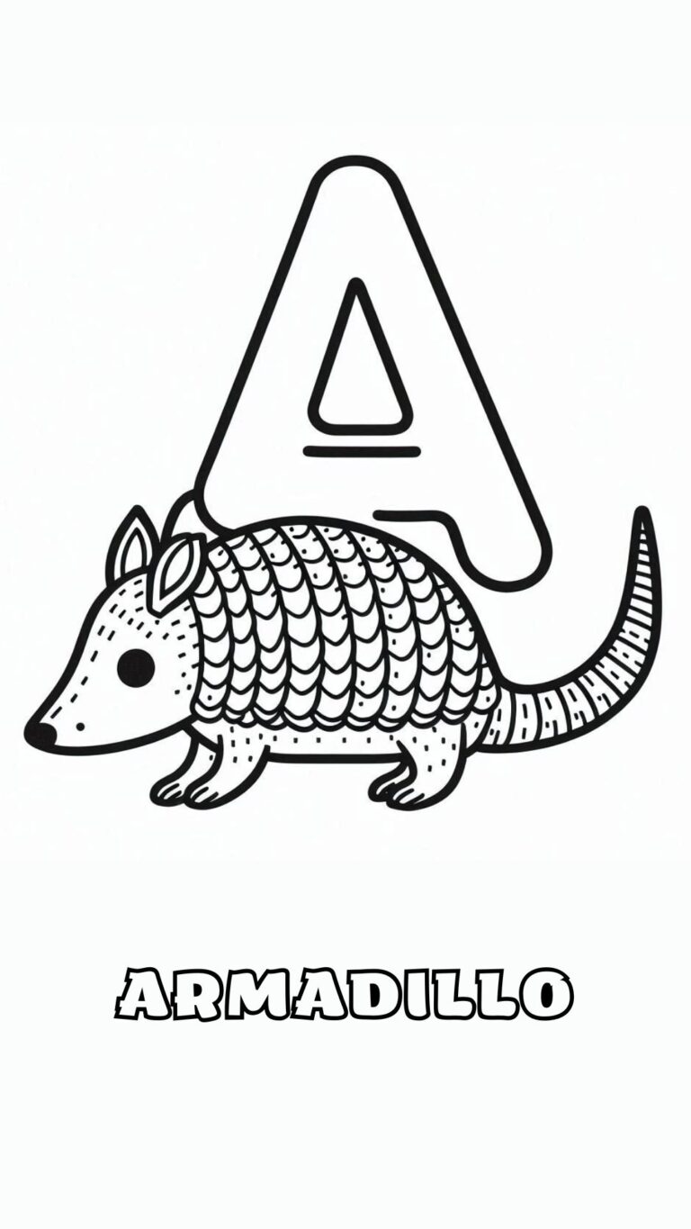 Página para colorear de animales de 19 letras A para que los niños estudien