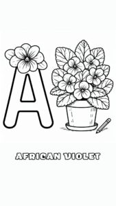 Página para colorear de flores de la letra A para que los niños estudien