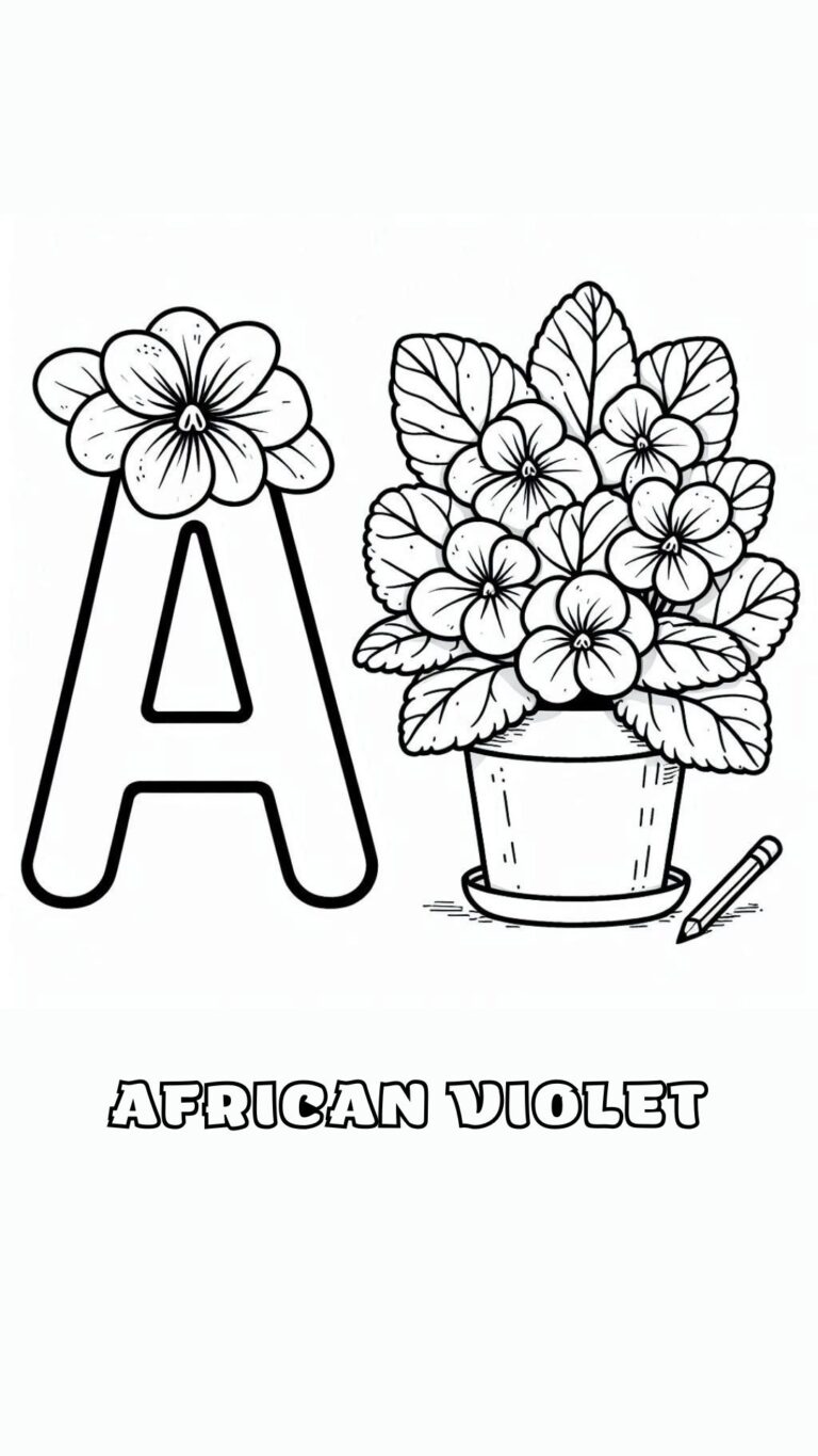 Página para colorear de flores de la letra A para que los niños estudien