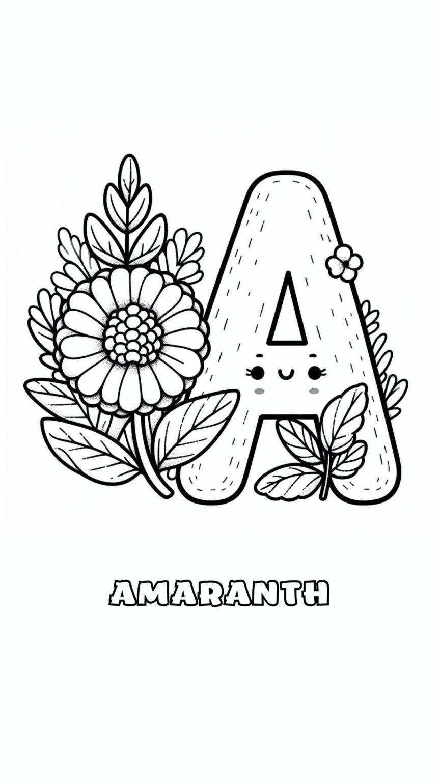 Letter A Flowers Coloring Page For Kids To Study