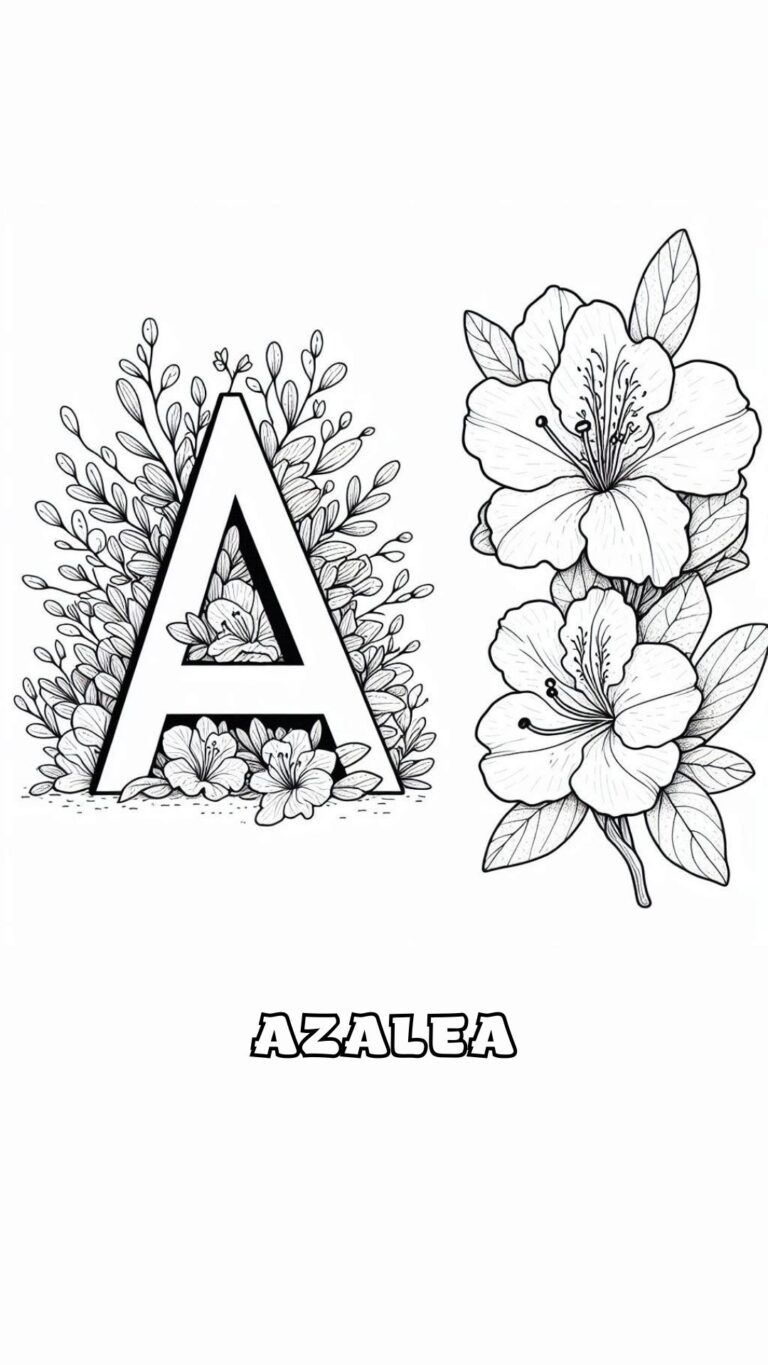Letter A Flowers Coloring Page For Kids To Study