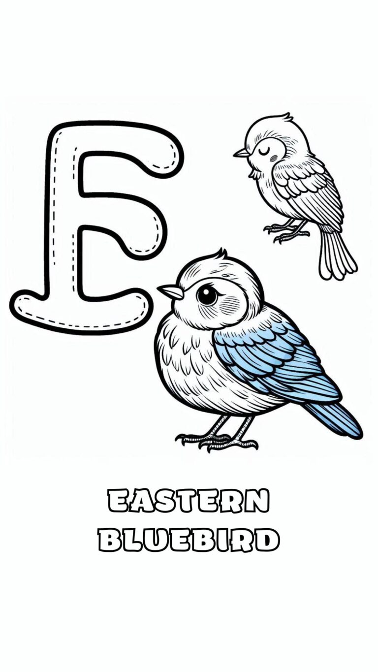 19 Pagina da colorare con animali con lettera E per far studiare i bambini