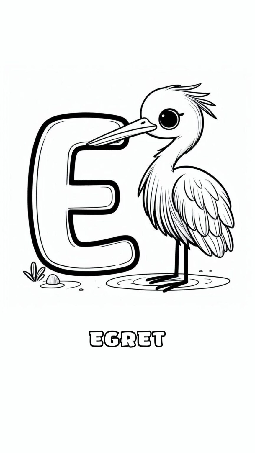 19 Letter E Animals Coloring Page For Kids To Study