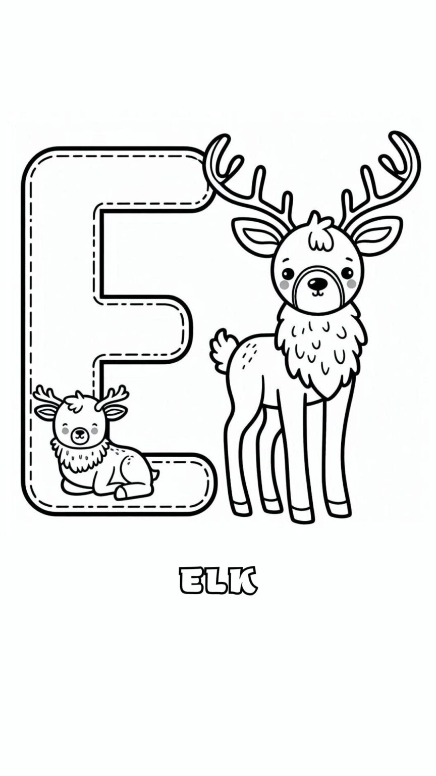 19 Letter E Animals Coloring Page For Kids To Study