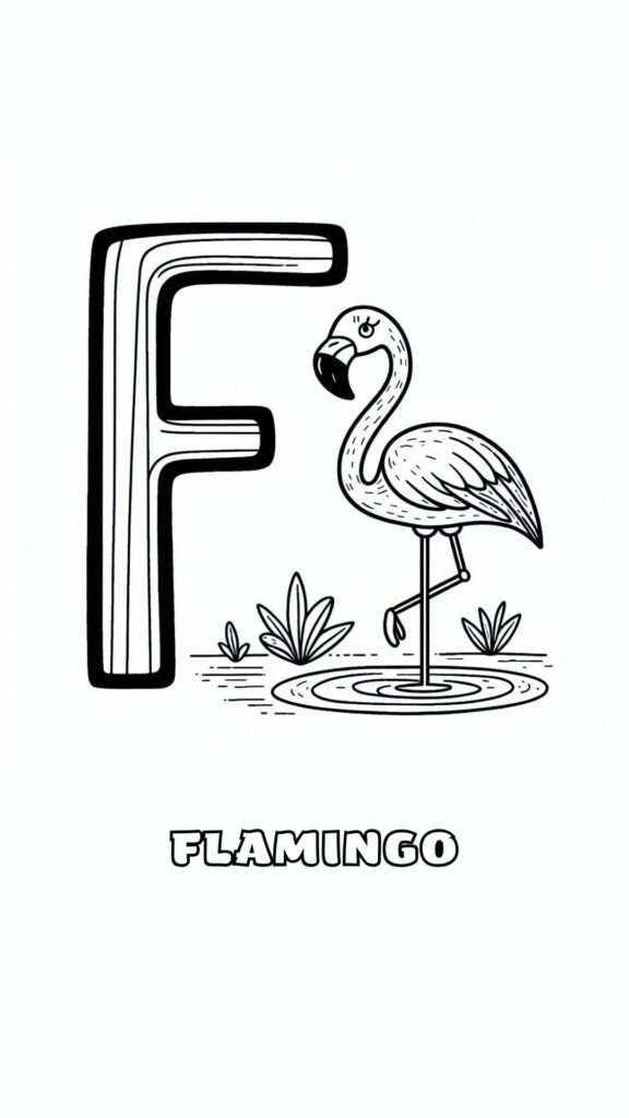 Página para colorear de 16 animales de la letra F para que los niños ...