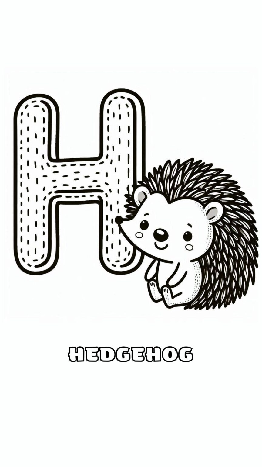 Página para colorear de animales de la letra H para que los niños estudien
