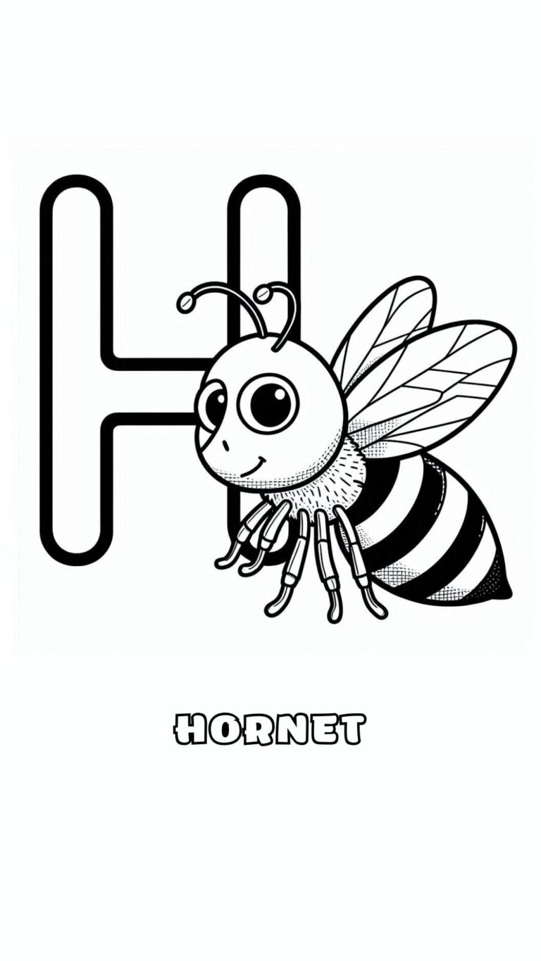 Página para colorear de animales de la letra H para que los niños estudien