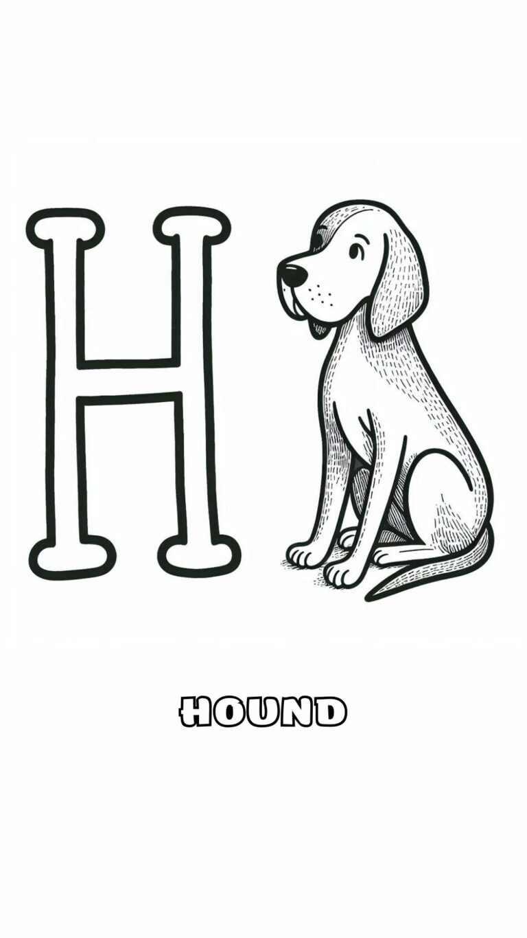 Página para colorear de animales de la letra H para que los niños estudien