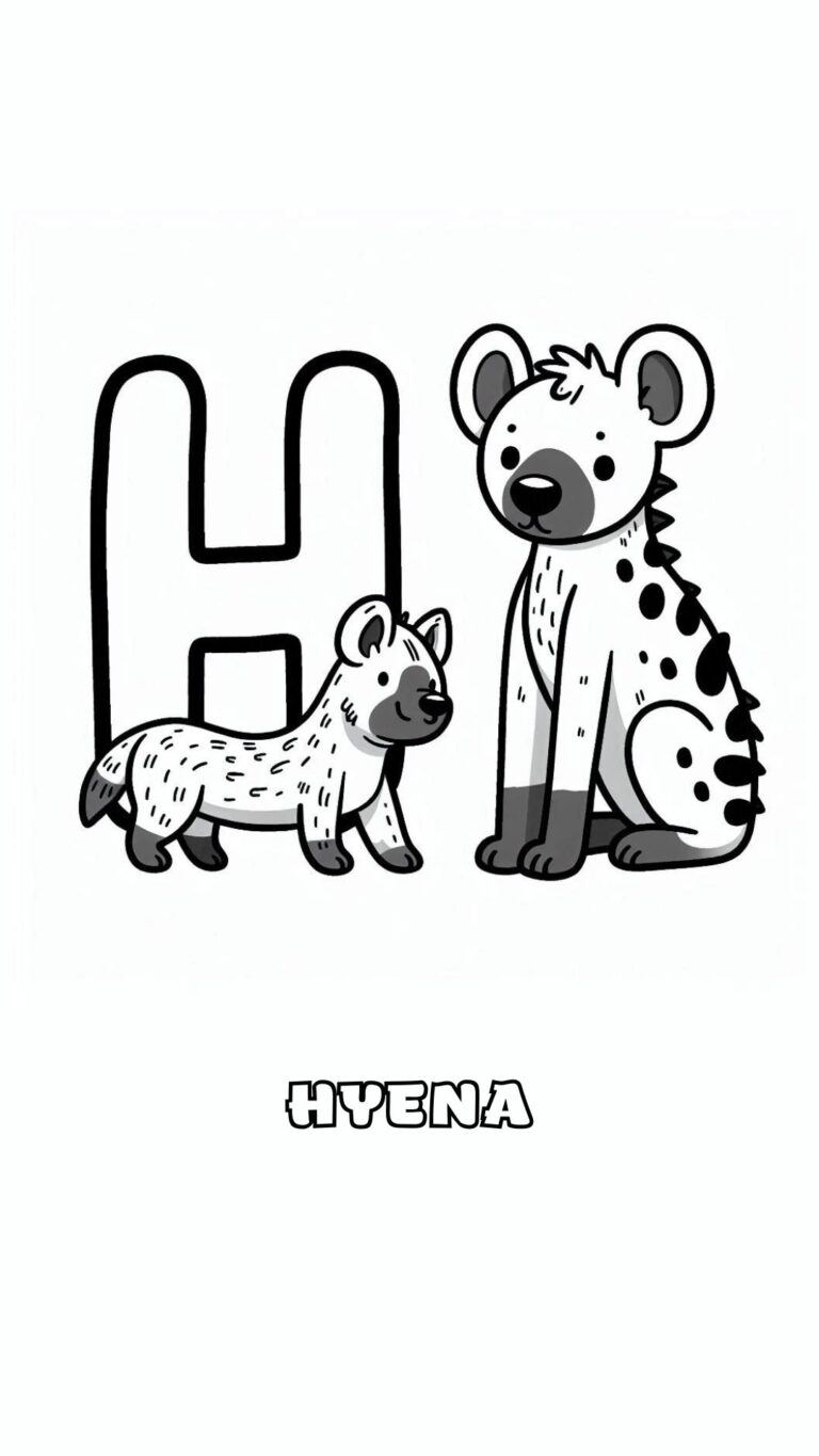 Página para colorear de animales de la letra H para que los niños estudien