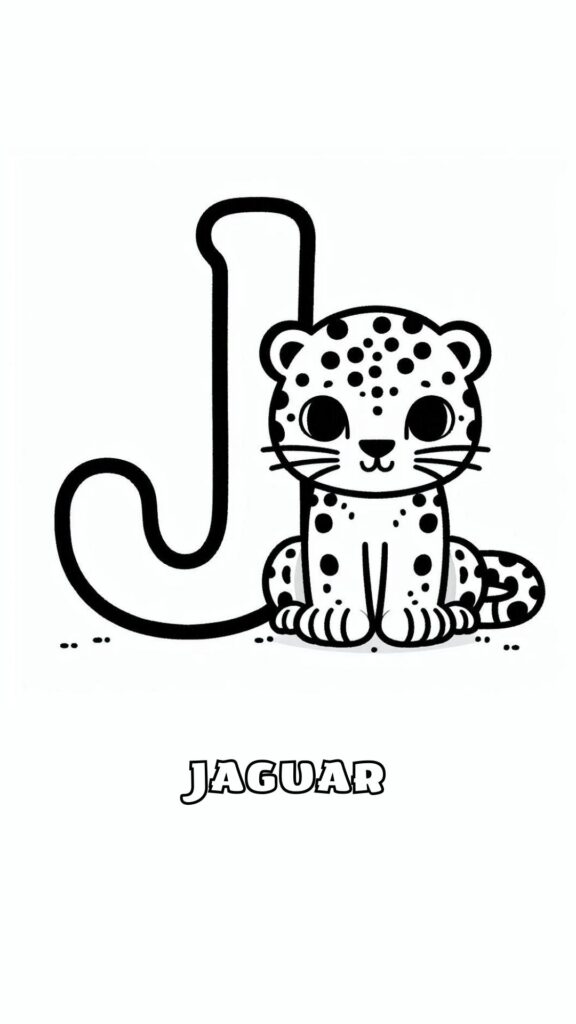 Página para colorear de animales de la letra J para que los niños estudien