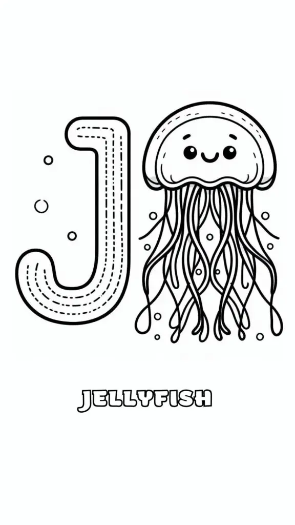 Letter J Animals Coloring Page For Kids To Study