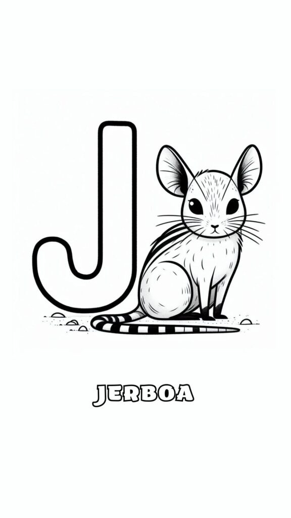 Letter J Animals Coloring Page For Kids To Study