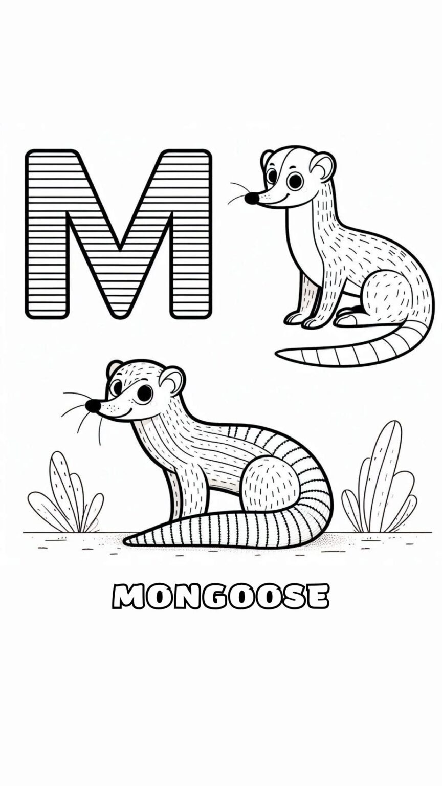 16 Letter M Animals Coloring Page For Kids To Study
