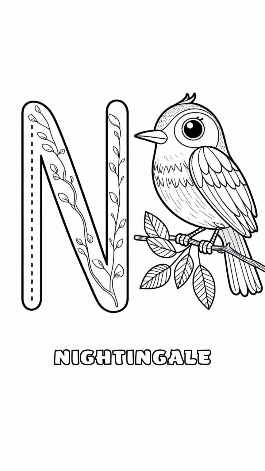 15 Coloriage d'animaux de la lettre N que les enfants peuvent étudier