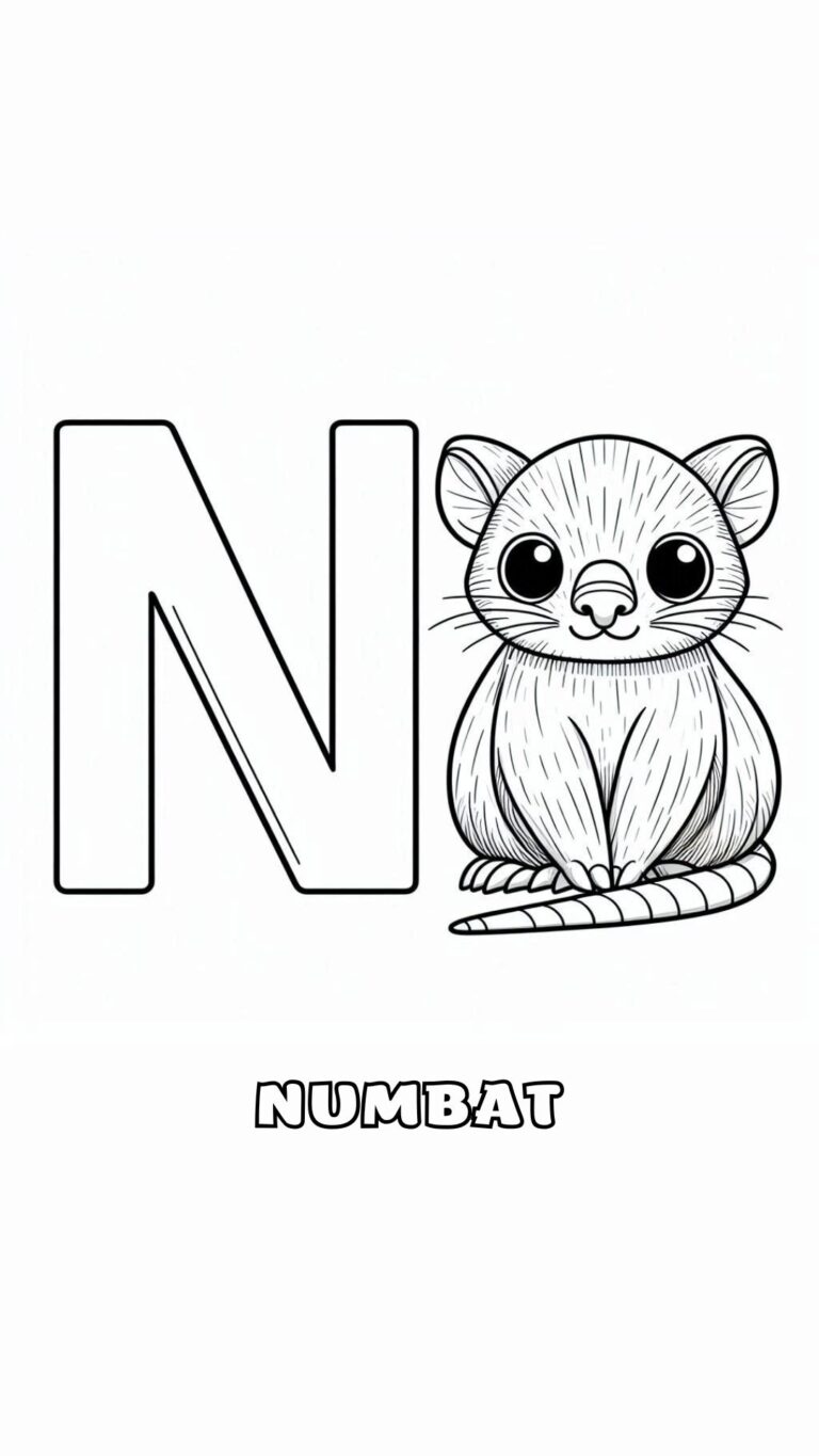 Página para colorear de 15 animales de la letra N para que los niños ...