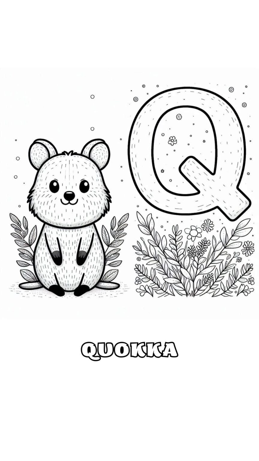 Letter Q Animals Coloring Page For Kids To Study
