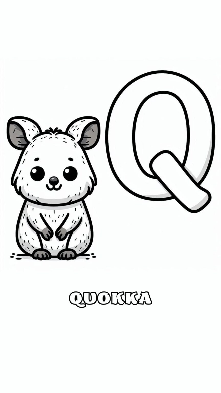 Letter Q Animals Coloring Page For Kids To Study